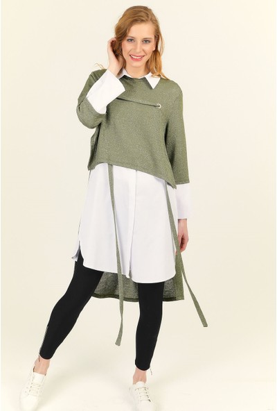 Wathka Kadın Simli Sweat - Gömlek Takım - Yeşil Wathka Kadın Simli Sweat - Gömlek Takım - Yeşil