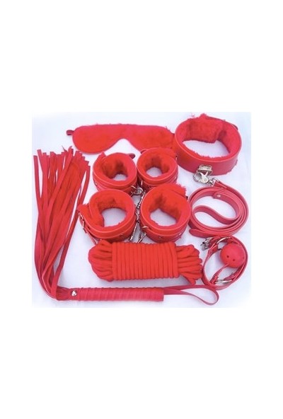 Redsaks Grinin 50 Tonu 7'li Kırmızı Deri Fantezi Kelepçe Kırbaç Tasma Aksesuar Seti Redsaks Grinin 50 Tonu 7'li Kırmızı Deri Fantezi Kelepçe Kırbaç Tasma Aksesuar Seti