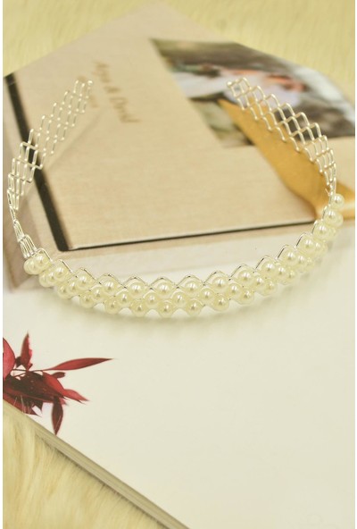 My Konsept Çift Sıra İnci Tasarım Gümüş Taç