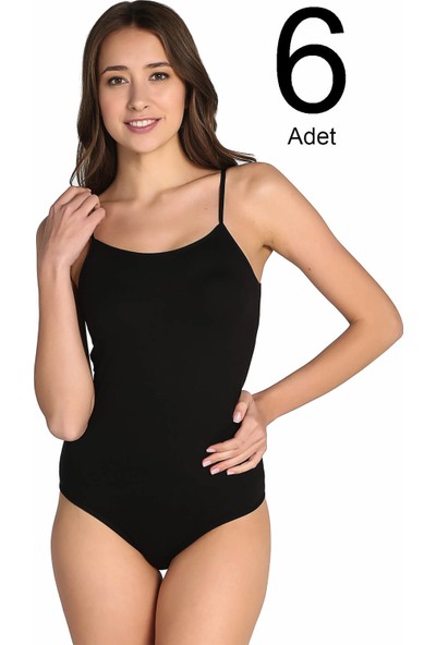 Tutku Kadın Siyah 6'lı Paket İp Askılı Likralı Kancalı Çıtçıtlı Body Tutku Kadın Siyah 6'lı Paket İp Askılı Likralı Kancalı Çıtçıtlı Body