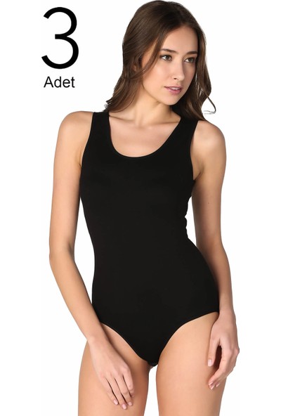 Tutku Kadın Siyah 3'lü Paket Likralı Kancalı Çıtçıtlı Body ELF568T0149CCM3