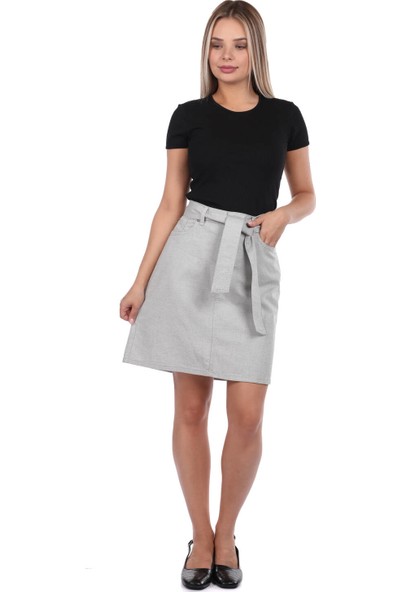Banny Jeans Kemer Detaylı Kot Etek Gri L