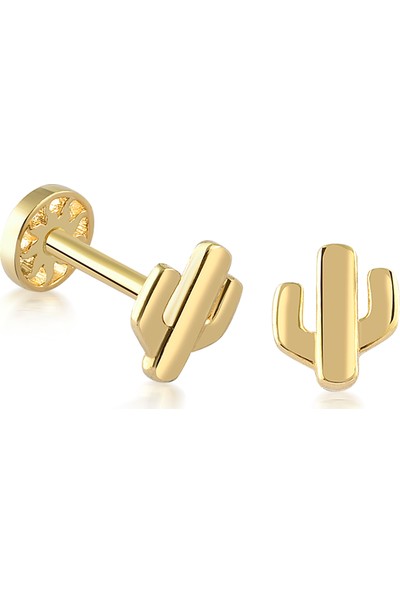 Yapar Jewellery 14 Ayar Altın Kaktüs Motifli Kulak Piercing Yapar Jewellery 14 Ayar Altın Kaktüs Motifli Kulak Piercing