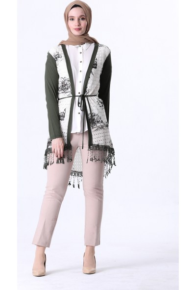 Pardesü Dünyası Kadın Güpür Dantelli Tesettür Hırka 1676