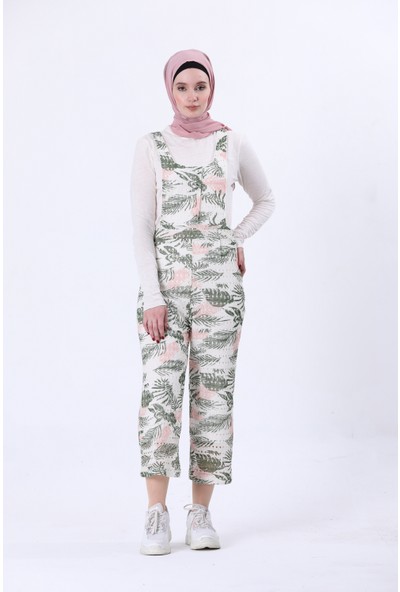 Pardesü Dünyası Kadın Desenli Tesettür Salopet Tulum 1696