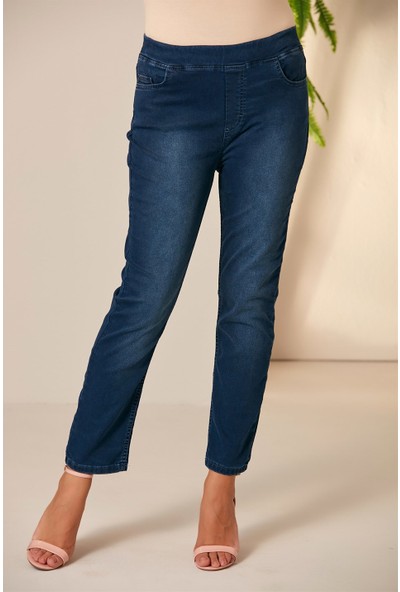 Rmg Beli Lastikli Büyük Beden Kim Lacivert Pantolon