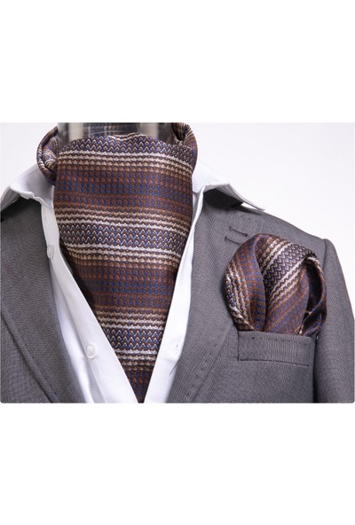 Exve Exclusive Kahverengi Etink Tasarım Fular Mendil Seti