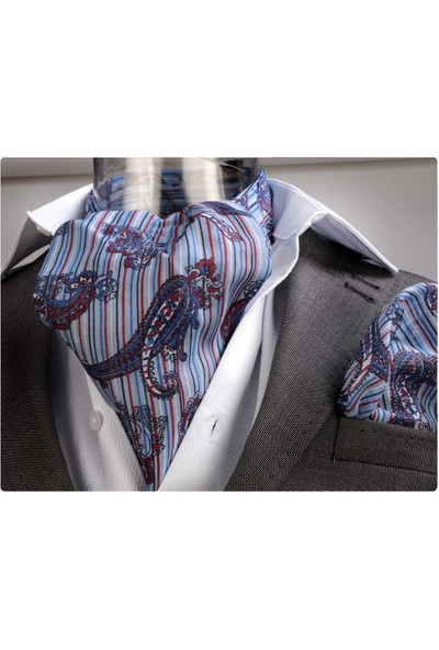 Exve Exclusive Mavi Şal Desen Vual Fular Mendil Seti