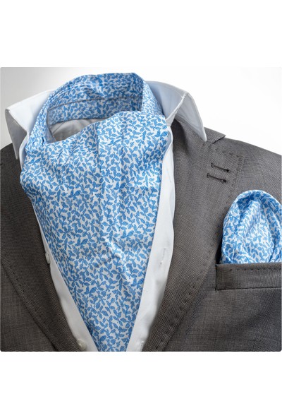 Exve Exclusive Mavi Baskılı Fular Mendil Seti Exve Exclusive Mavi Baskılı Fular Mendil Seti