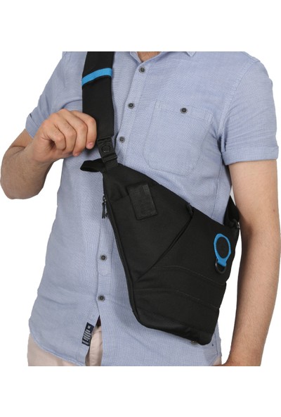 Byhakan Gk11 Çapraz Askılı Göğüs Ve Sırt Çantası Body Bag Çanta Siyah-Mavi