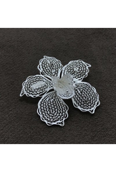 Midyat Nurtaş Gümüş Lale Tasarım Elişçiliği Telkari Gümüş Broş (Yaka Iğnesi)