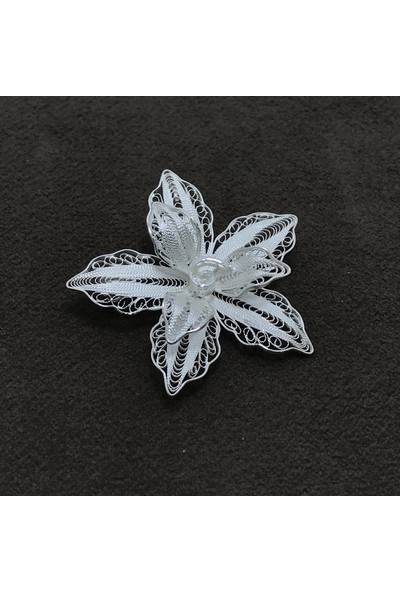 Midyat Nurtaş Gümüş Yıldız Tasarım Elişçiliği Telkari Gümüş Broş (Yaka Iğnesi)