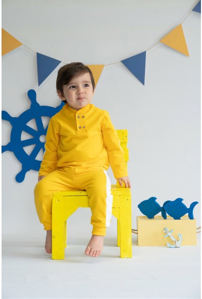Nilakids Yellow Blossom Organik Erkek Bebek Eşofman Altı Sarı 3 - 6 Ay