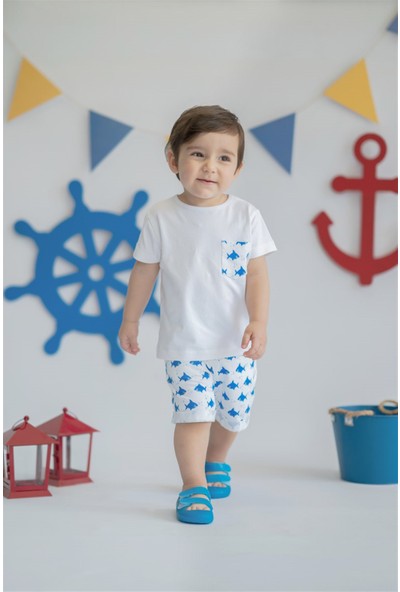 Nilakids Shark Organik Erkek Bebek Şort Beyaz 3 - 6 Ay Nilakids Shark Organik Erkek Bebek Şort Beyaz 3 - 6 Ay