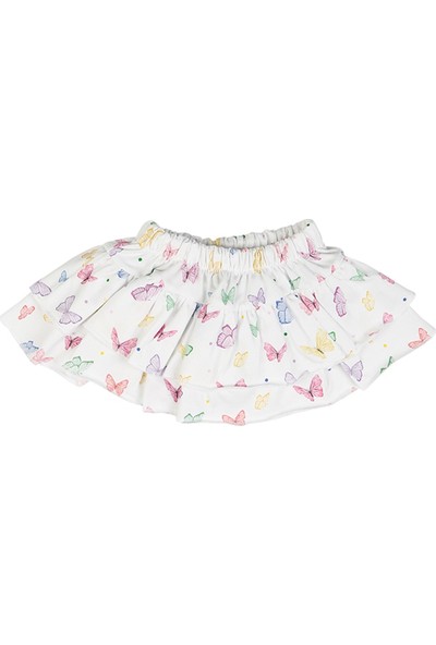 Nilakids Butterfly Organik Kız Bebek Etek Beyaz 6 - 12 Ay