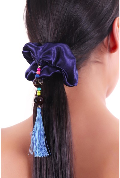 Labalaba Hahai Kadın Boncuklu Püskül Detaylı Scrunchie Toka Labalaba Hahai Kadın Boncuklu Püskül Detaylı Scrunchie Toka