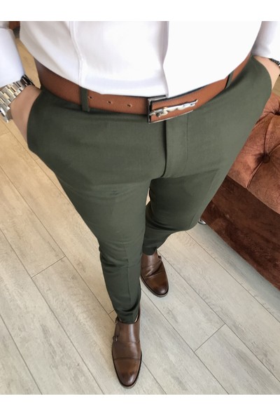 Terzi Adem Italyan Stil Slim Fit Erkek Kumaş Pantolon Yeşil T4814 Terzi Adem Italyan Stil Slim Fit Erkek Kumaş Pantolon Yeşil T4814