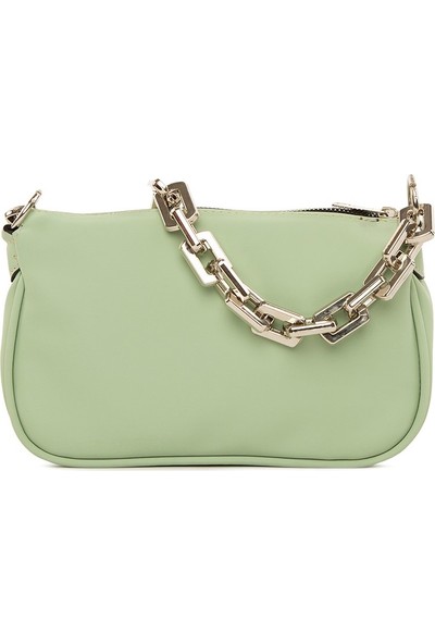 Bagmori Yeşil Plastik Zincirli Saten Baget Çanta Bagmori Yeşil Plastik Zincirli Saten Baget Çanta