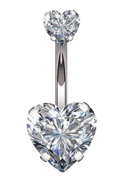 Chavin Çift Kalp Taşlı Göbek Piercing EG20BY Chavin Çift Kalp Taşlı Göbek Piercing EG20BY
