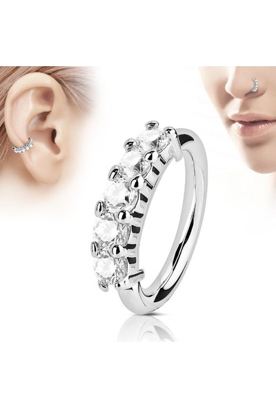 Chavin Cerrahi Çelik 5 Taşlı Beyaz Burun Kulak Hızma EG25BY