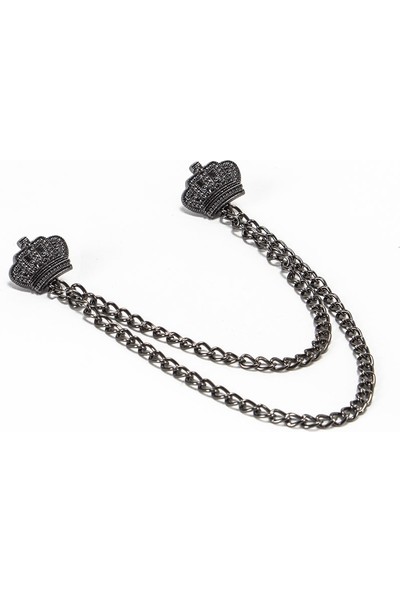 Tudors Siyah Içerisi Gri Detaylı Kravat Iğnesi