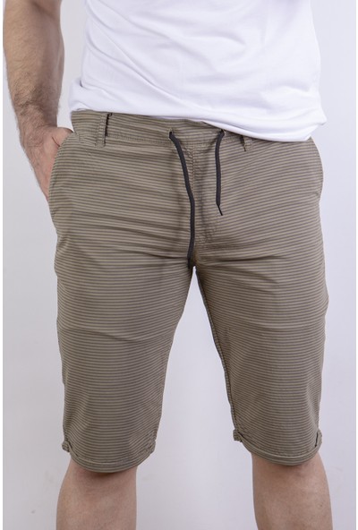 Densmood Erkek Keten Çizgili Şort Densmood Erkek Keten Çizgili Şort