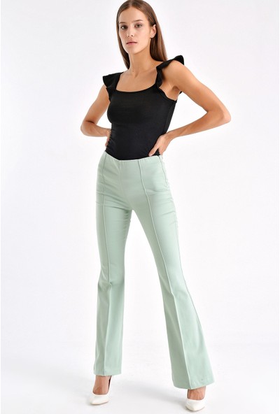 Jument Ön Arka Dikişli İspanyol Paça Tayt Pantolon