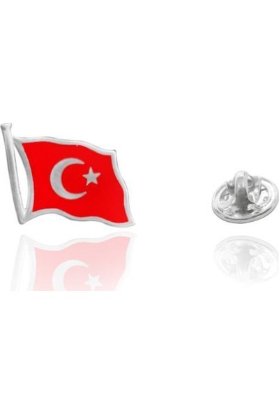 Aykat Ayyıldızlı Türk Bayrağı Rozeti Gümüş Yaka Iğnesi Aykat Ayyıldızlı Türk Bayrağı Rozeti Gümüş Yaka Iğnesi