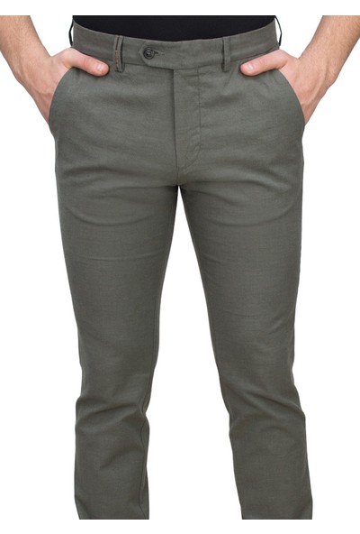 Middleist Mikro Desen Regular Fit Pantolon Yeşil Middleist Mikro Desen Regular Fit Pantolon Yeşil