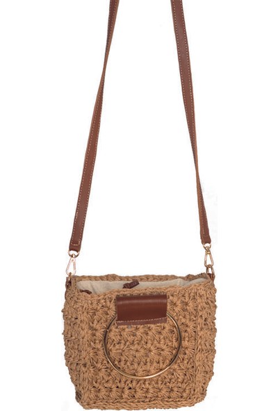 Kavshak Kadın Bohem Hasır El Yapımı Basket Tote Çapraz Askılı Omuz Çantası