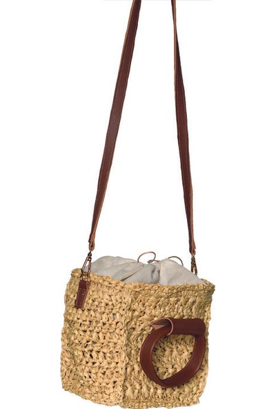 Kavshak Kadın Bohem Hasır El Yapımı Basket Çapraz Askılı Omuz Çantası