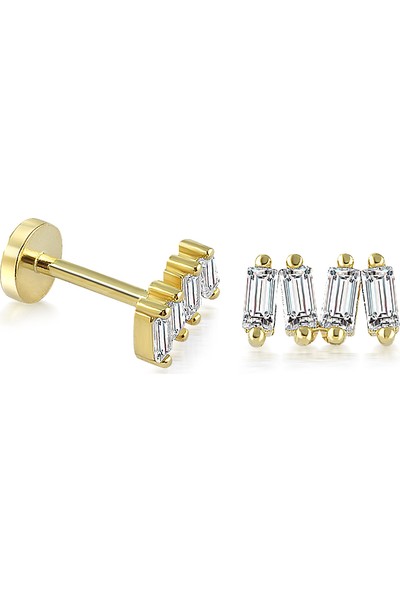 Yapar Jewellery 14 Ayar Altın 4'lü Baget Piercing Yapar Jewellery 14 Ayar Altın 4'lü Baget Piercing