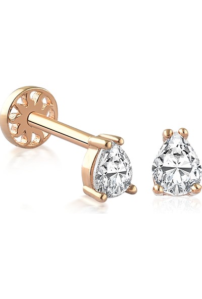 Yapar Jewellery 14 Ayar Altın Tırnaklı Damla Kulak Piercing