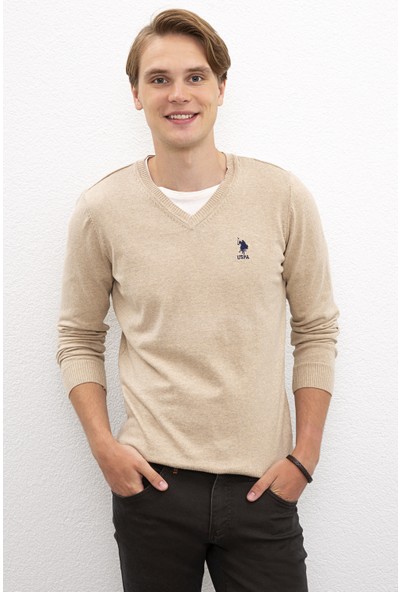 U.S. Polo Assn. Erkek Kahverengi Triko Kazak Basic 50206747-Vr123 U.S. Polo Assn. Erkek Kahverengi Triko Kazak Basic 50206747-Vr123