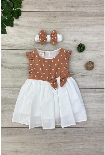 Colored Baby Kız Bebek Puantiyeli Elbise 2 Parça