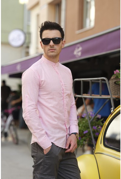 Oksit Sorte 1087 Extra Slim Fit Keten Erkek Gömlek Oksit Sorte 1087 Extra Slim Fit Keten Erkek Gömlek