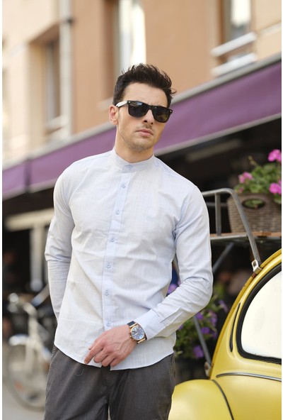 Oksit Sorte 1087 Extra Slim Fit Keten Erkek Gömlek Oksit Sorte 1087 Extra Slim Fit Keten Erkek Gömlek