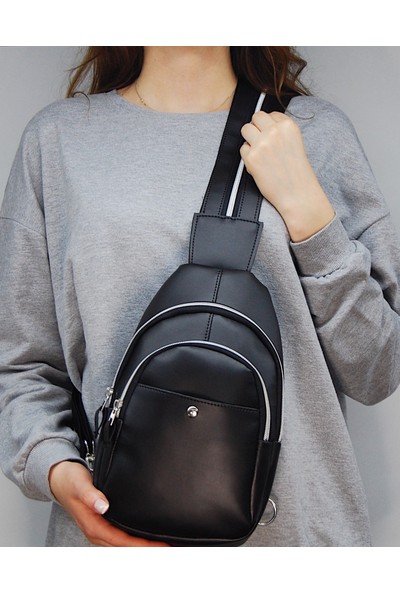 Modawest Siyah Kadın Sırt ve Omuz Çantası