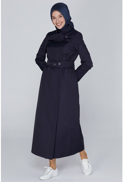 Armine Kemer Detaylı Pardesü Lacivert 9K8801 Armine Kemer Detaylı Pardesü Lacivert 9K8801