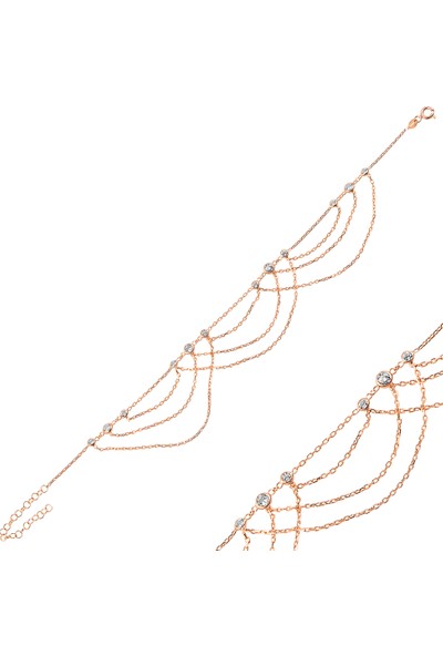 Mercan Silver Gümüş Zincirli Halhal