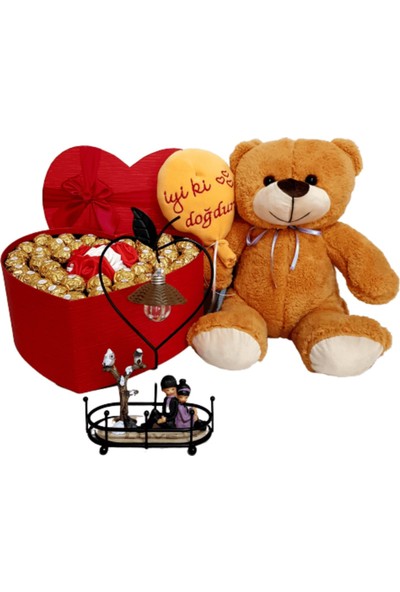 Hanbeyi Doğum Günü Hediyesi Rocher Çikolata Romantik Sevgili Masa Lambası Pelüş Ayı