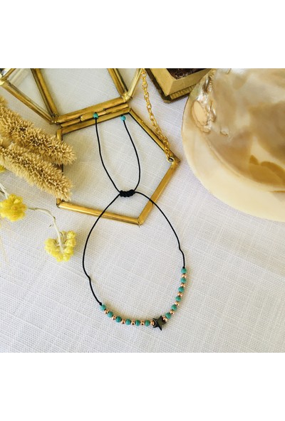 Pearl Beads Turkuaz Taşlı&hematit Yıldızlı Halhal