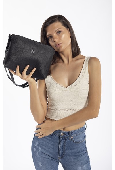 Madamra Siyah Kadın Beş Gözlü Çok Bölmeli Çapraz Çanta Postacı Çantası Ve Omuz Çantası