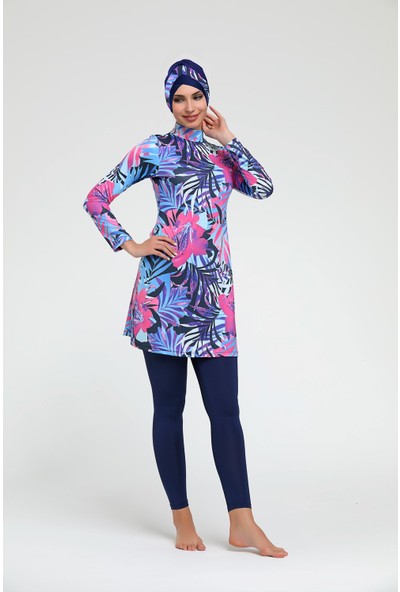Chelly 9634 Dijital Desenli Uzun Kol Tesettür Mayo Takımı Chelly 9634 Dijital Desenli Uzun Kol Tesettür Mayo Takımı