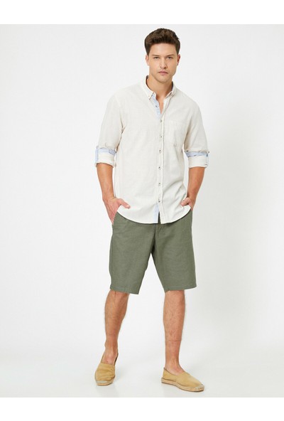 Koton Erkek Keten Karışımlı Cepli Şort