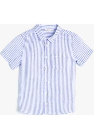 Koton Erkek Çocuk Klasik Yaka Kısa Kollu %100 Pamuklu Çizgili Gömlek