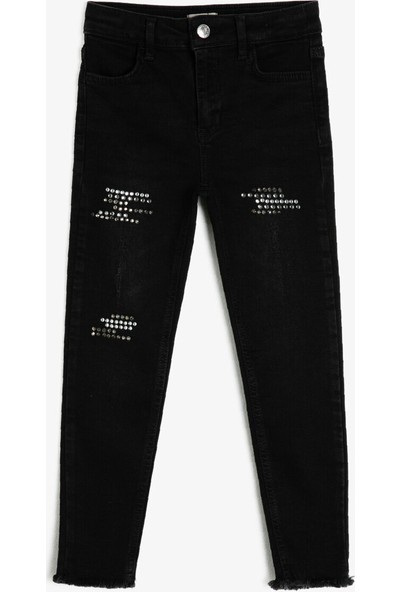 Koton Kız Çocuk Normal Bel Cep Detayli Tas Islemeli Jean Pantolon