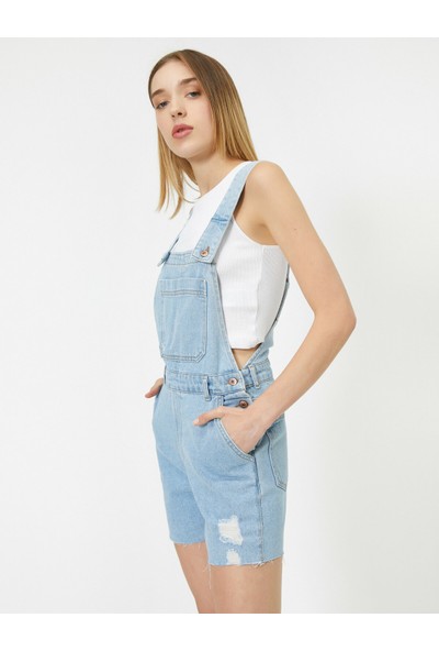 Koton Kadın Askılı Kolsuz Cep Detaylı Jean Tulum Koton Kadın Askılı Kolsuz Cep Detaylı Jean Tulum