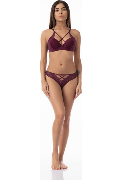 Elif İç Giyim Kadın Mürdüm Desteksiz Sütyen Takımı Elif İç Giyim Kadın Mürdüm Desteksiz Sütyen Takımı