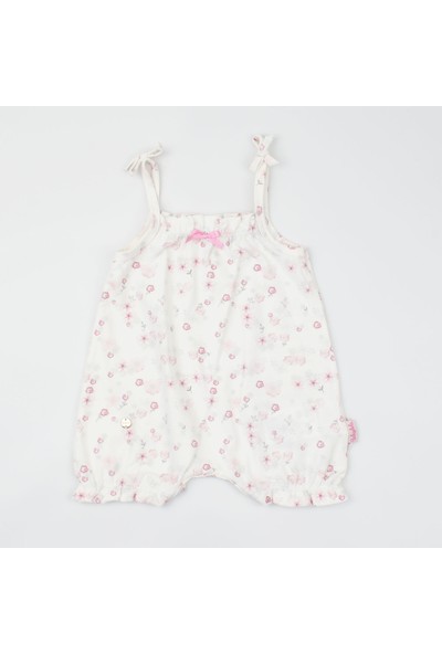 Babydola Çiçek Desenli Askılı Kız Bebek Tulumu Babydola Çiçek Desenli Askılı Kız Bebek Tulumu